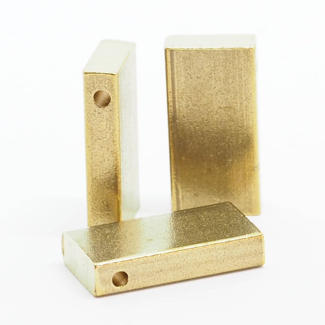 Rectangle Rod Bar Pendant Raw Brass Stamping 10x20x4mm (2mm 0,08" 12 ...