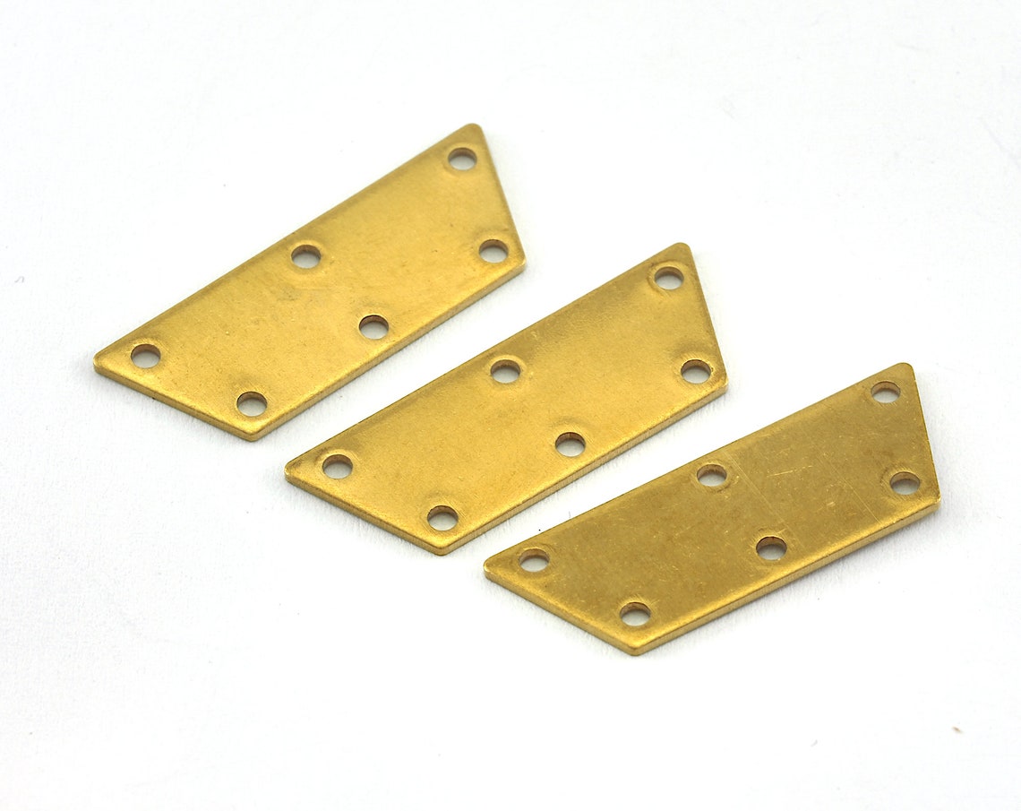 Trapezoid Rectangle 6 Hole Raw Brass 28x10mm Connector Charms ...