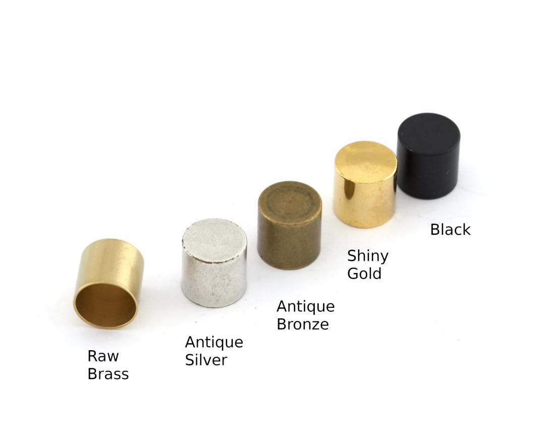 Cord End Caps Raw Brass Antique Silver Bronze Shiny Gold Black 10x10mm ...