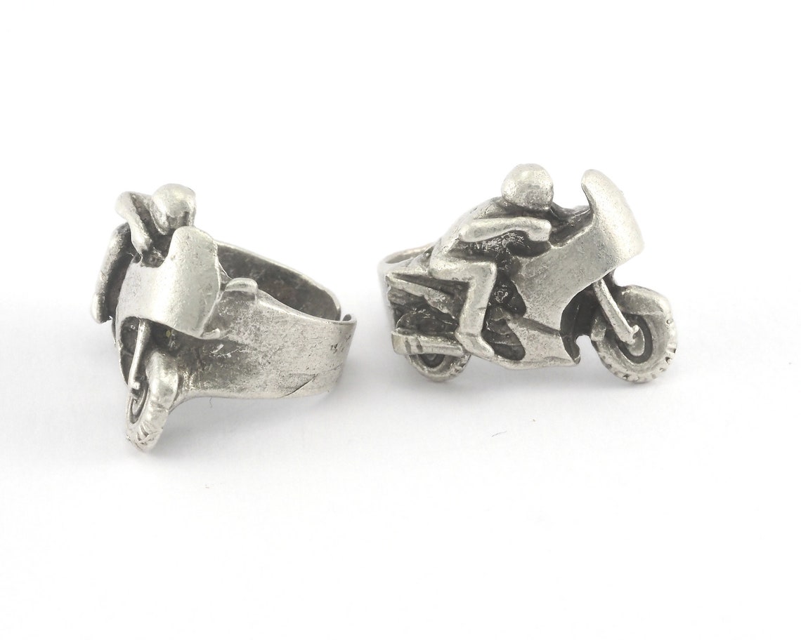 Motorcycles Ring Adjustable Ring Antique Silver Plated Brass - Etsy