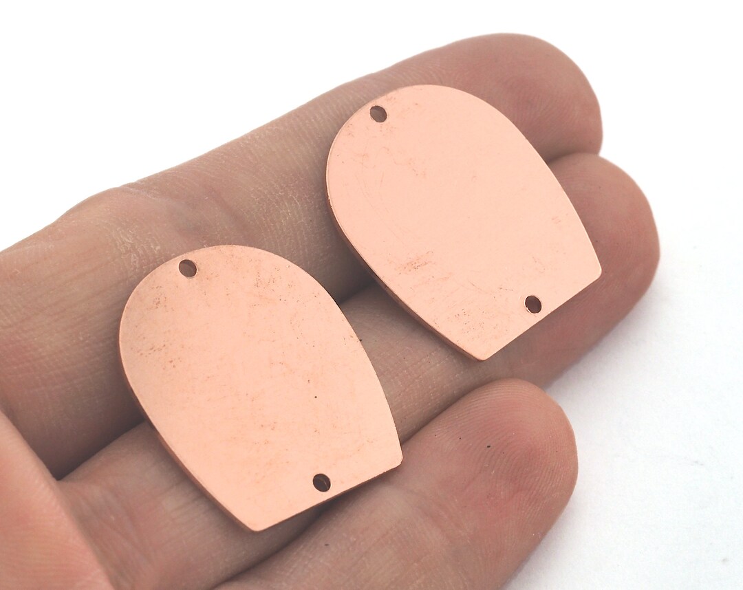 Oblong Oval shape semi circle 25x22.5x0.8mm 2 hole raw Copper findings ...