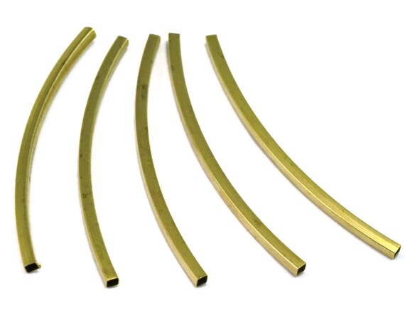 Himmeli Raw Brass Curved Square Tube 2x50mm 1.6mm Hole N163 | Etsy