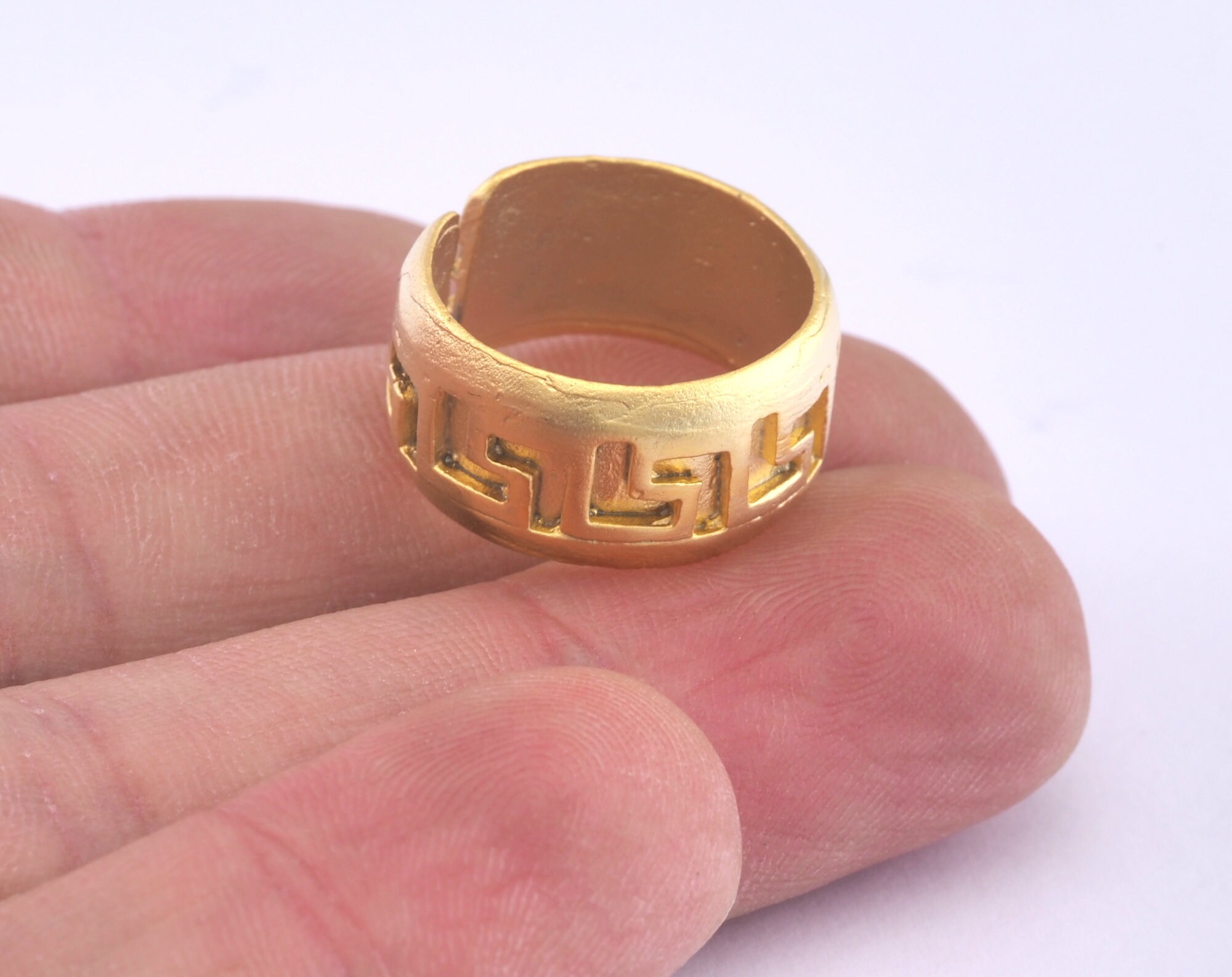 Adjustable Ring Matte Gold Plated Brass 17mm 7US Inner Size | Etsy