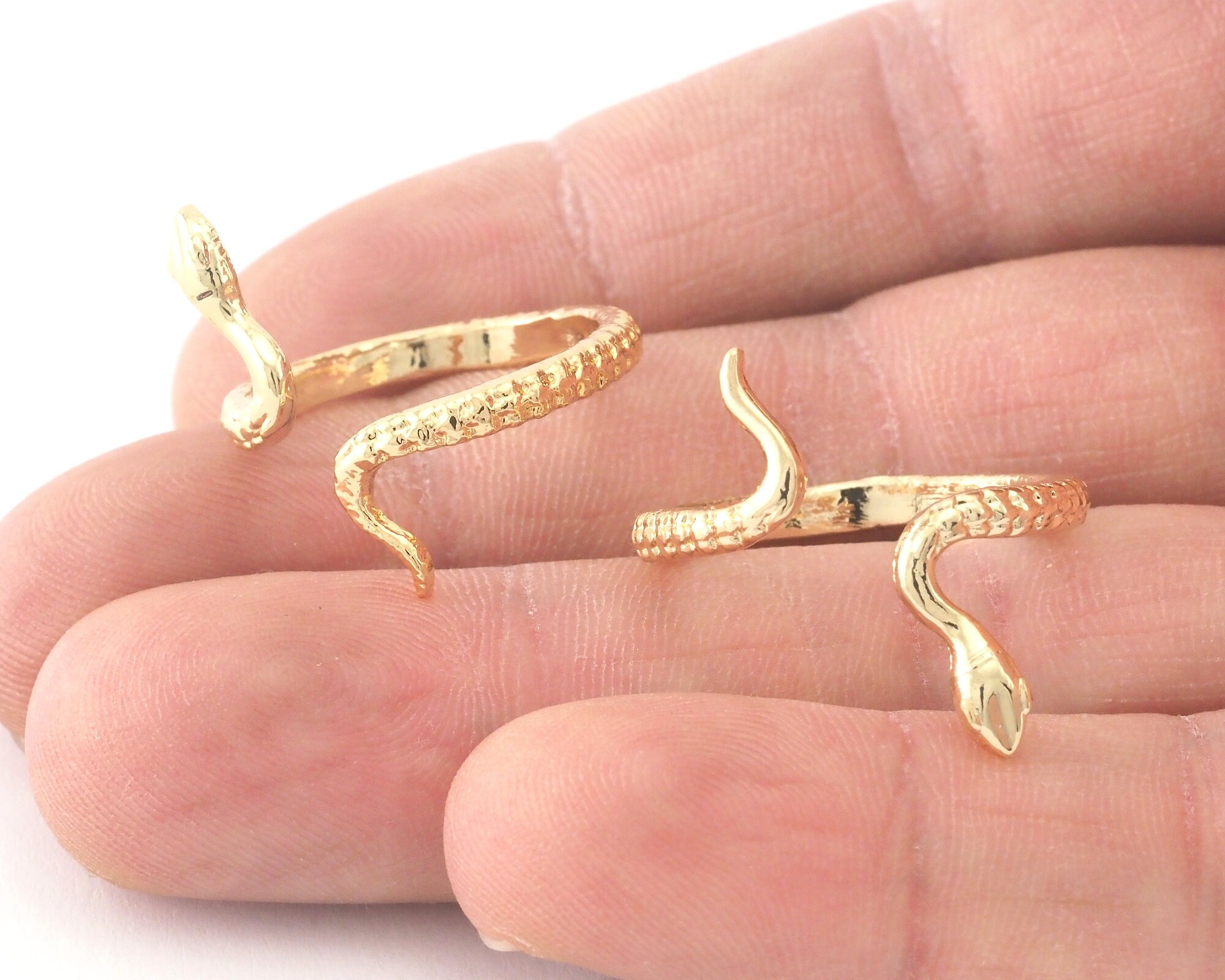 Snake Adjustable Ring Shiny Gold Plated Brass 18mm 8US Inner - Etsy