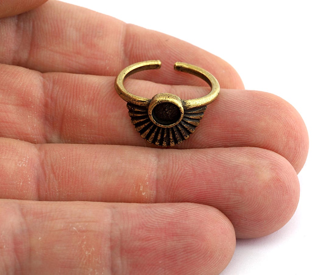 Ethnic Sun Ring Blank Bezel Setting, Antique Bronze Plated Brass (18mm ...