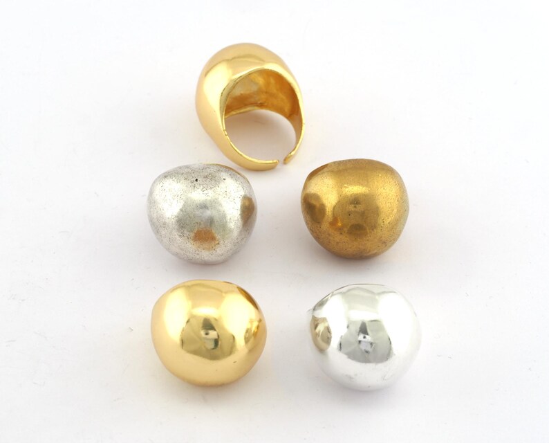 Dome Ring, Adjustable Brass, Silver, Gold (19mm/9us) -3066 - Etsy