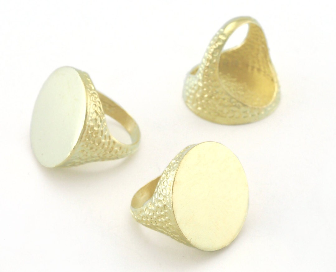 Hammered Raw Brass Signet Ring Blank - 24mm Setting, US Size 7 -4385 - Etsy