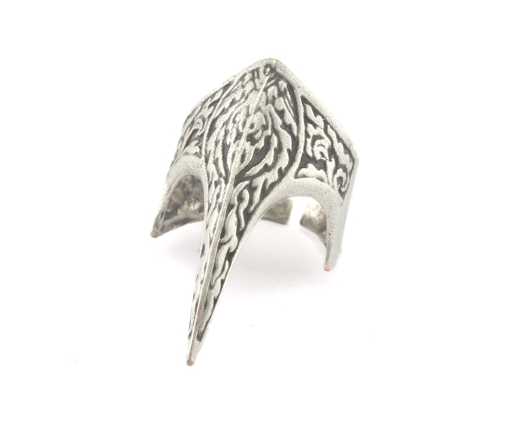 Helmet Adjustable Ring Antique Silver Plated Brass 1 Pc. (19mm 9US ...