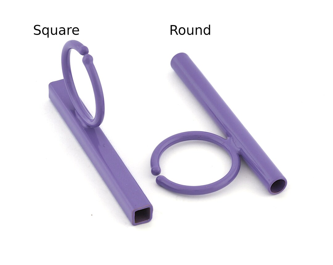 Square Round Tube Adjustable Ring Blank - Lilac Painted Brass (50mm ...