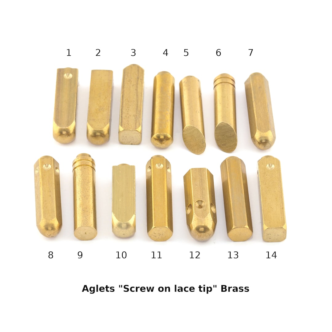 Aglets Lace Tips, Shoelace Tips, Screw-on Lace Tip Raw Brass 23x6mm ...