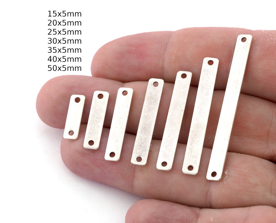 Antique Silver Plated Brass Rectangle Connector, 2-hole Jewelry ...