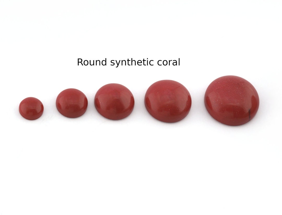 Round Dome Cabochon Synthetic Coral Flat Back Cabochons Red Cabochons ...