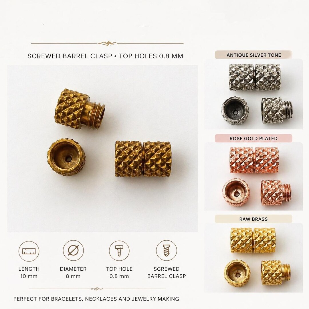 10x8mm Barrel Screw Clasps, Cylinder Jewelry Connectors for Necklace ...