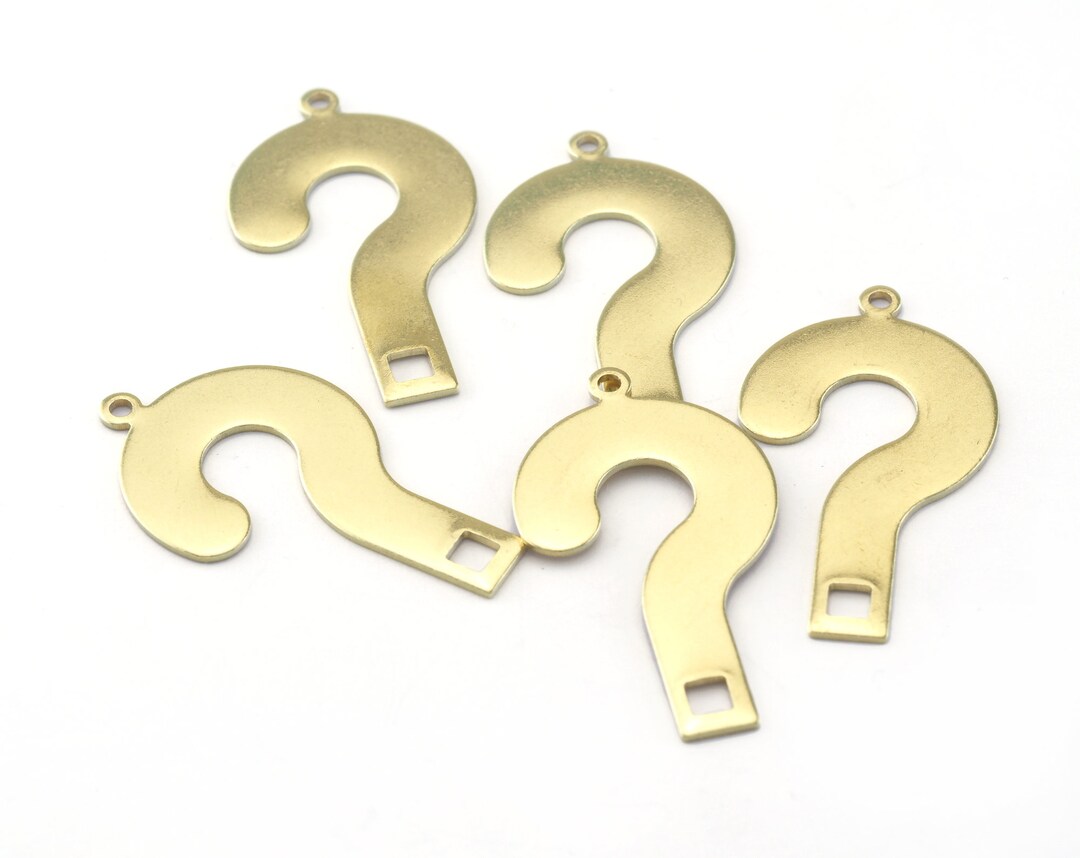 Question Mark Connector Charms Raw Brass 34x19mm 0.8mm Thickness ...