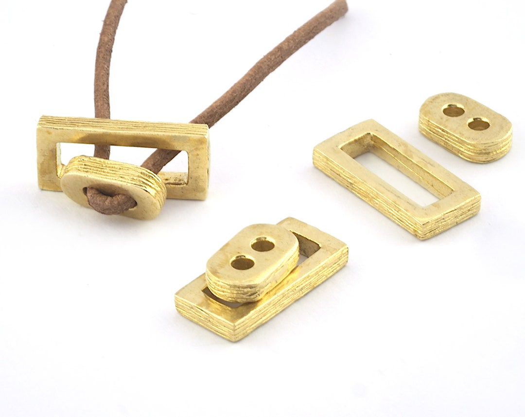 Frame Button Clasp Findings Rectangle Raw Brass 16x7mm - 10x6mm (1.5mm ...