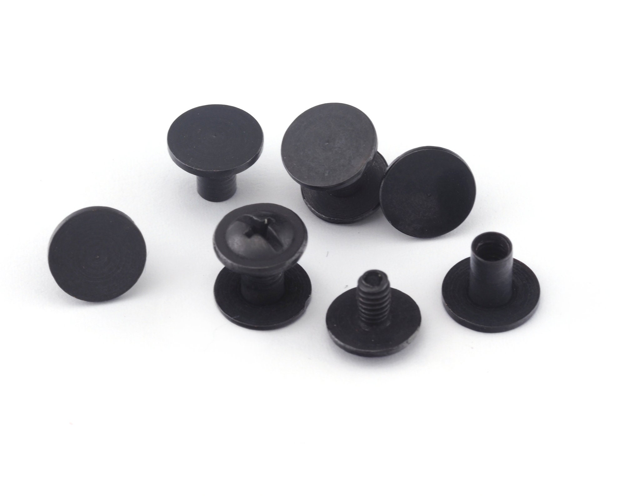 Black Brass Studs, 9x7mm Screw Rivets, Chicago Screw Black Brass Studs, 9x7mm Screw Rivets, Chicago Screw