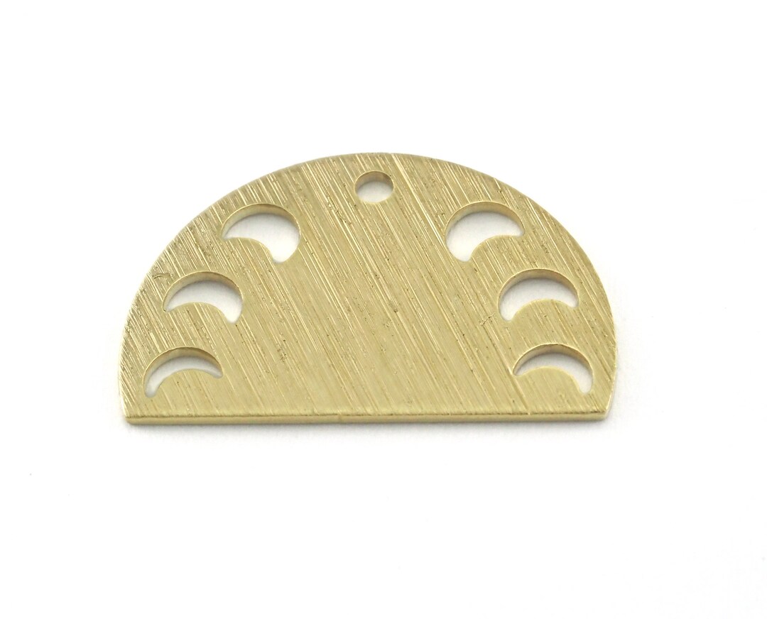 Semi Circle Half Moon (states of the Moon Holes ) Brushed Brass 22x14mm ...