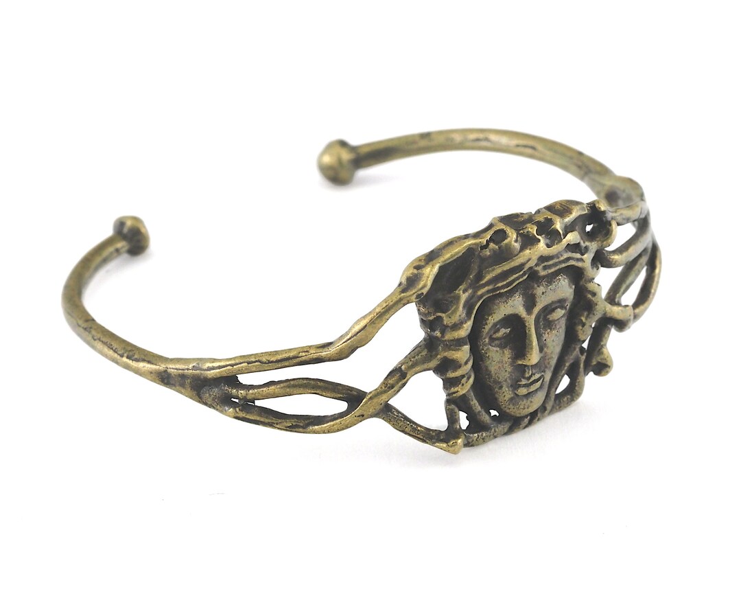 Face Cuff Bracelet Antique Yellow Brass (52mm Inner Size - Adjustable ...