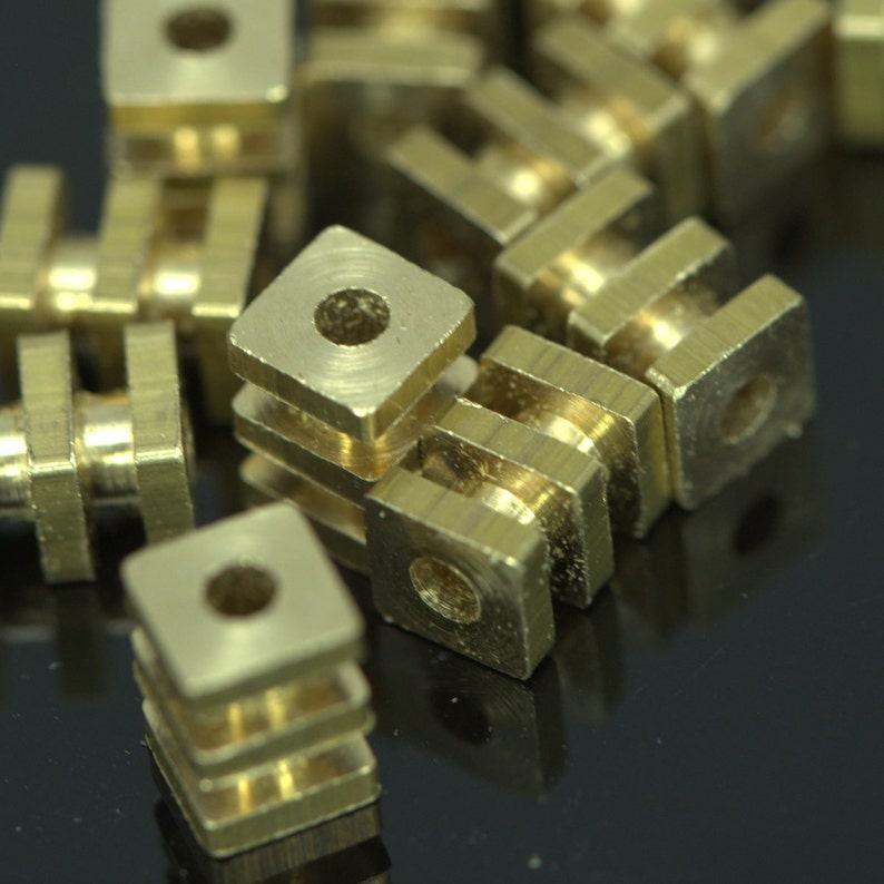 Raw Brass Square Spacer 5x7mm 3/16"x9/32" (2mm 5/64" 12 Gauge Hole ...