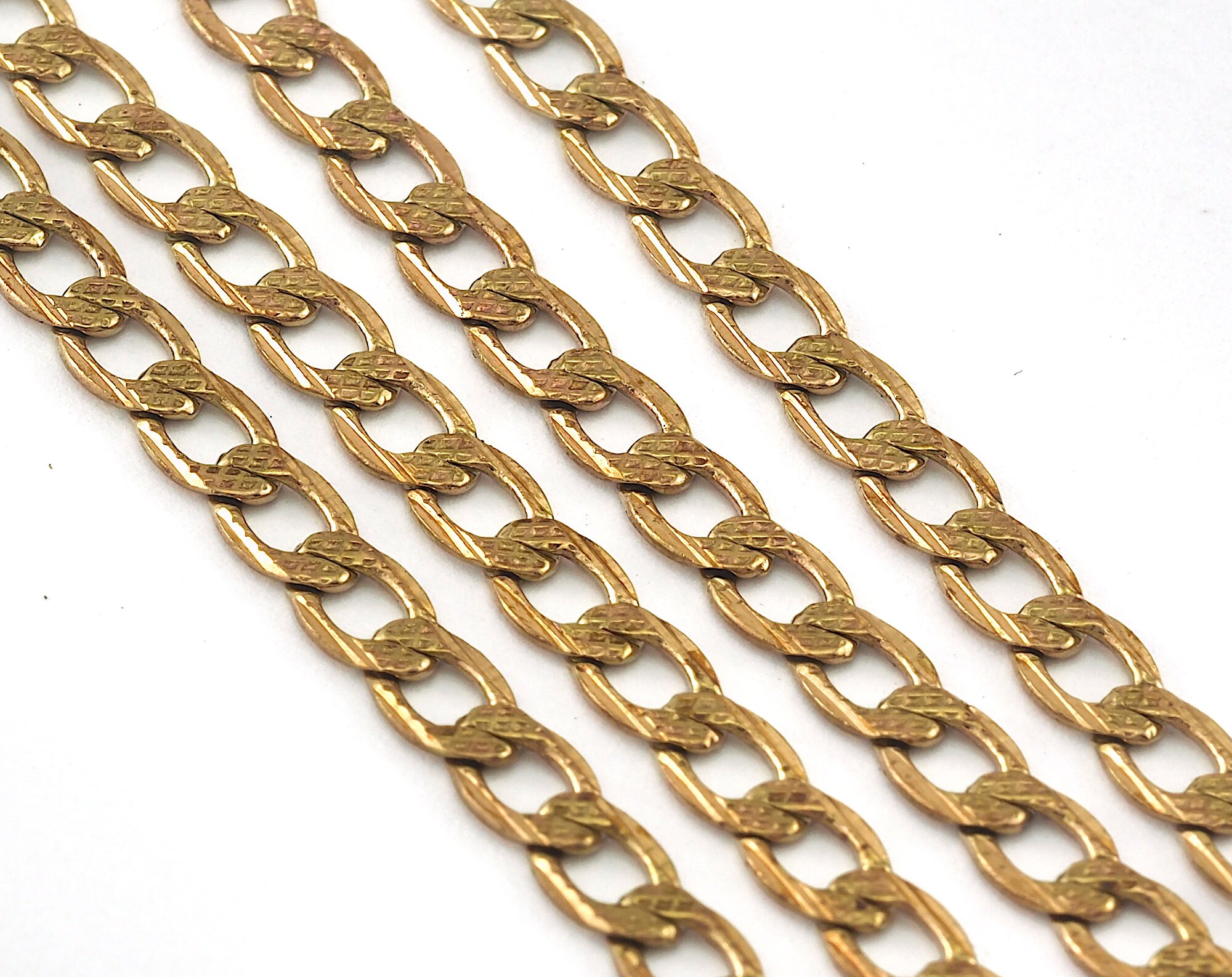 Curb soldered textured faceted chain Raw Brass 3.8mm Z163 | Etsy