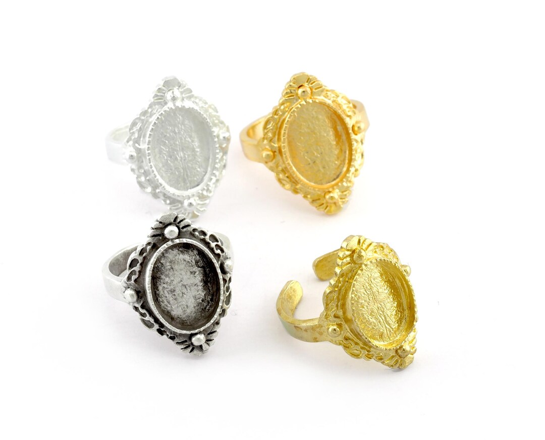 Oval Ring Blank Bezel, Adjustable Ring Base Bezel Setting Raw Brass ...