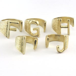 Letter Signet Ring Initial Adjustable Raw Brass Raf9 - Etsy