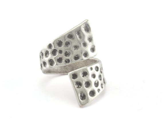 Hammered Wrap Ring Adjustable Ring Antique Silver Plated Brass | Etsy