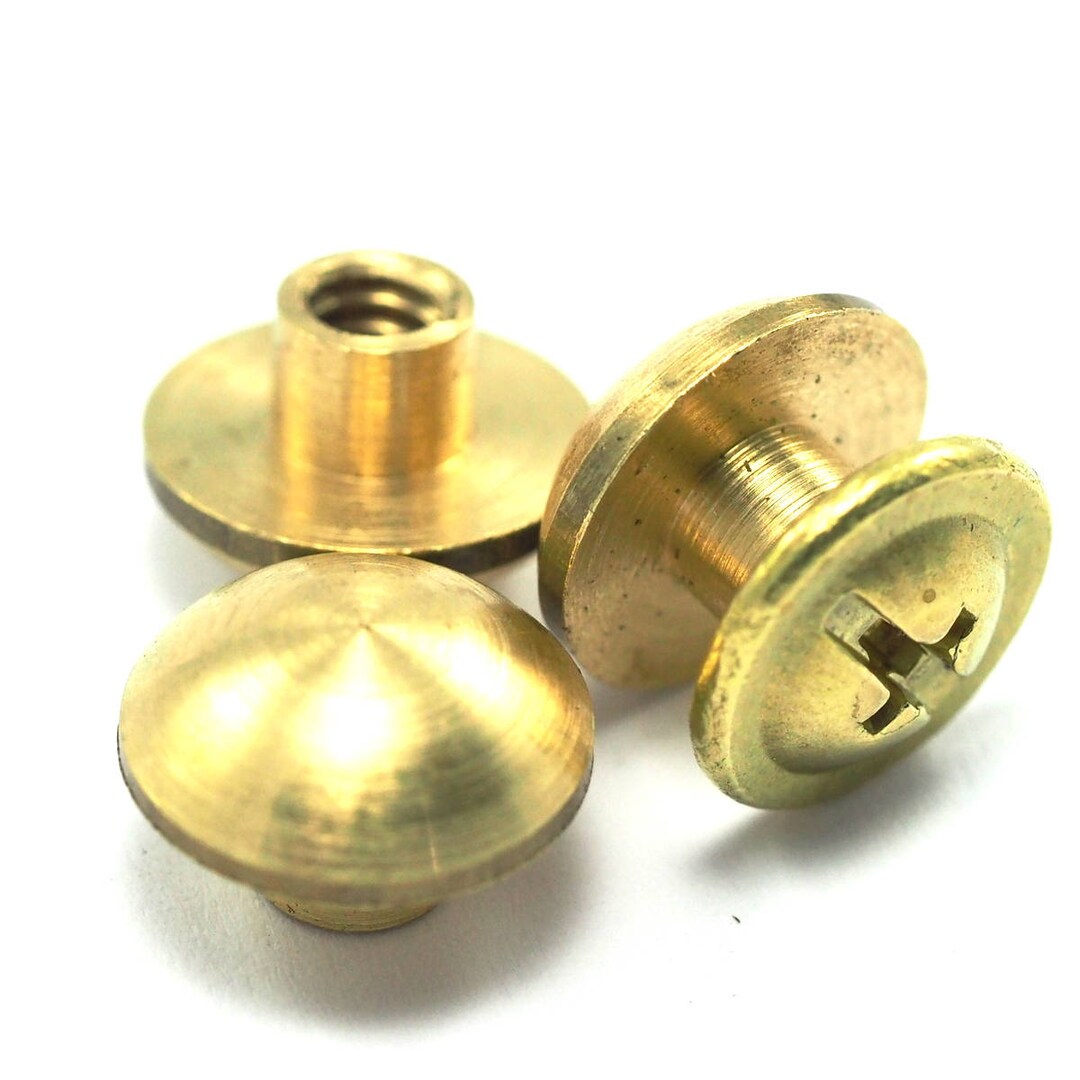 Screw Rivets, Chicago Screw / Concho Screw, 9x6mm Raw Brass Studs ...