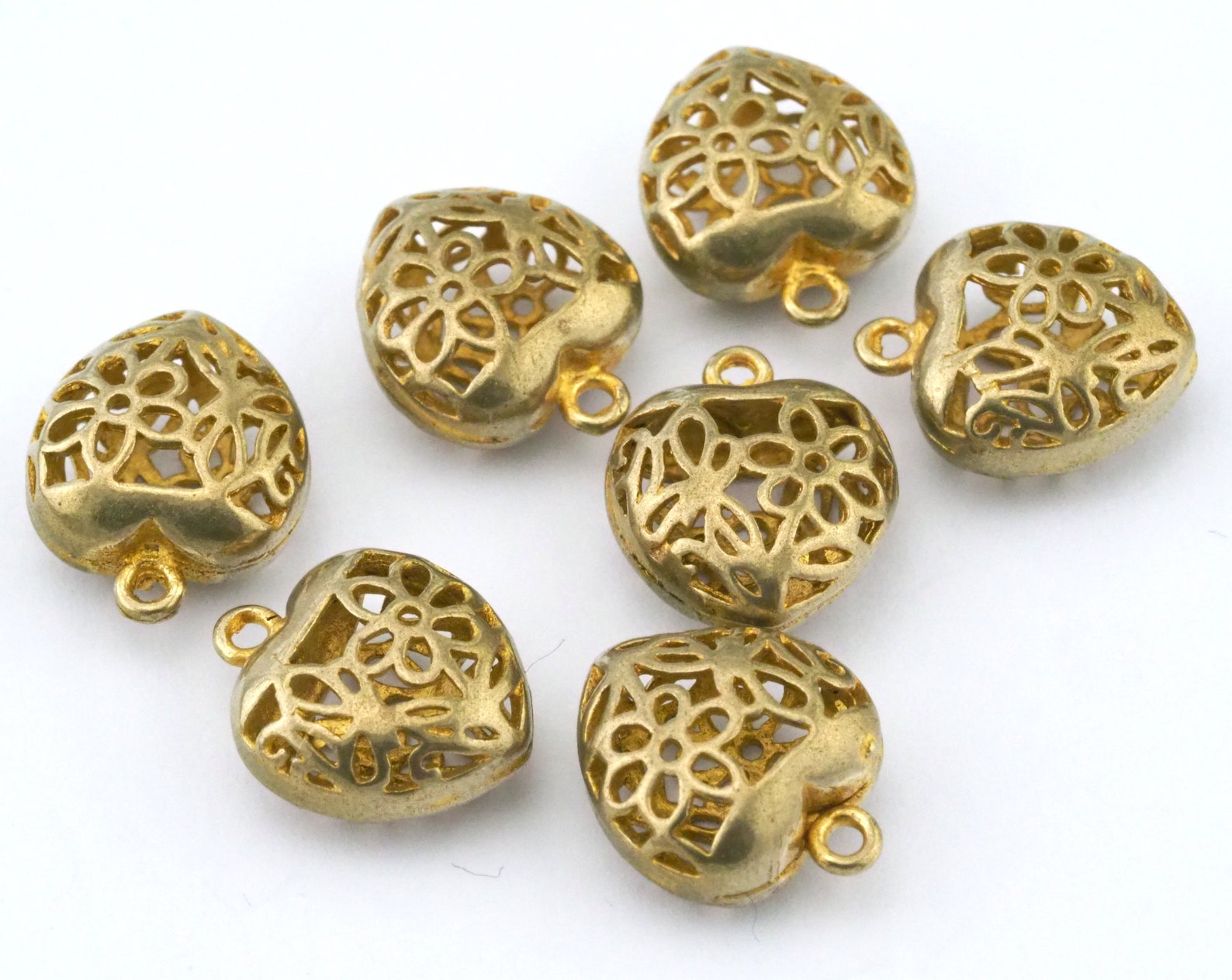 2 PC Raw Brass Heart Shape 3D 12mm 1/2 Pendant Finding - Etsy