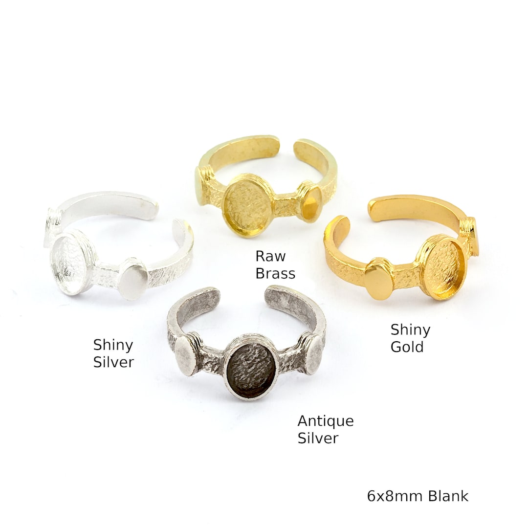 Adjustable Oval Blank Ring, Raw Brass Bezel (6x8mm) -5412 - Etsy