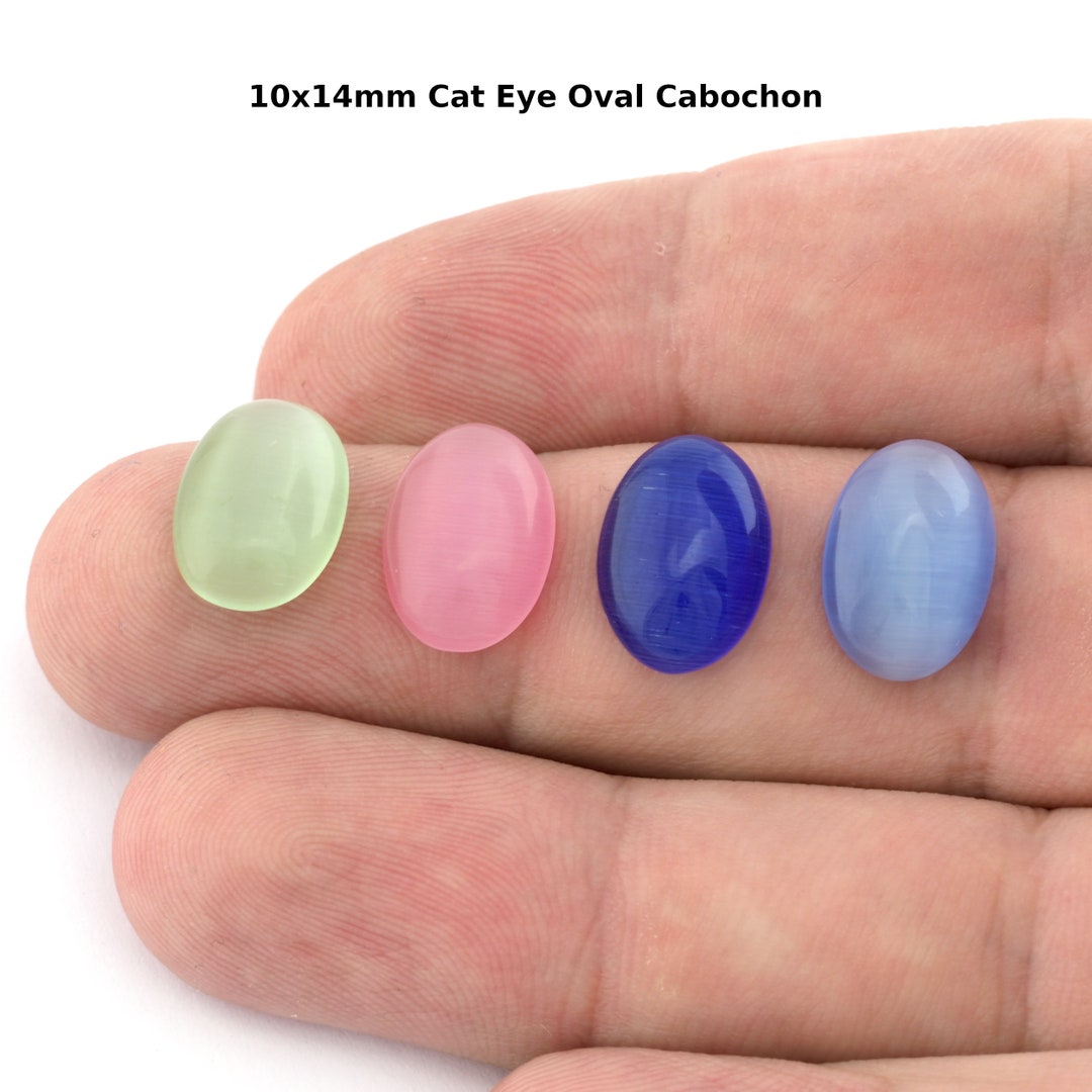 Oval Glass Cat Eye Cabochon, 10x14mm, Flat Back -CAB86 - Etsy