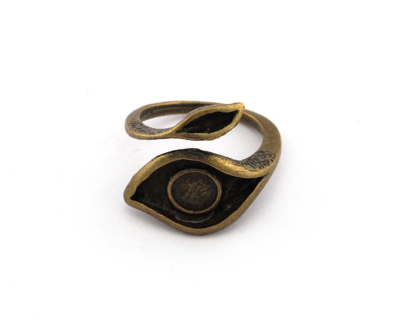 Leaf Eye Adjustable Blank Ring – Antique Bronze Brass, 6mm Setting (7 ...