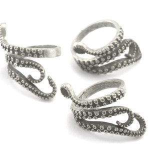 Octopus Tickle Ring With Loop Antique Silver Plated Brass (18mm 8US ...