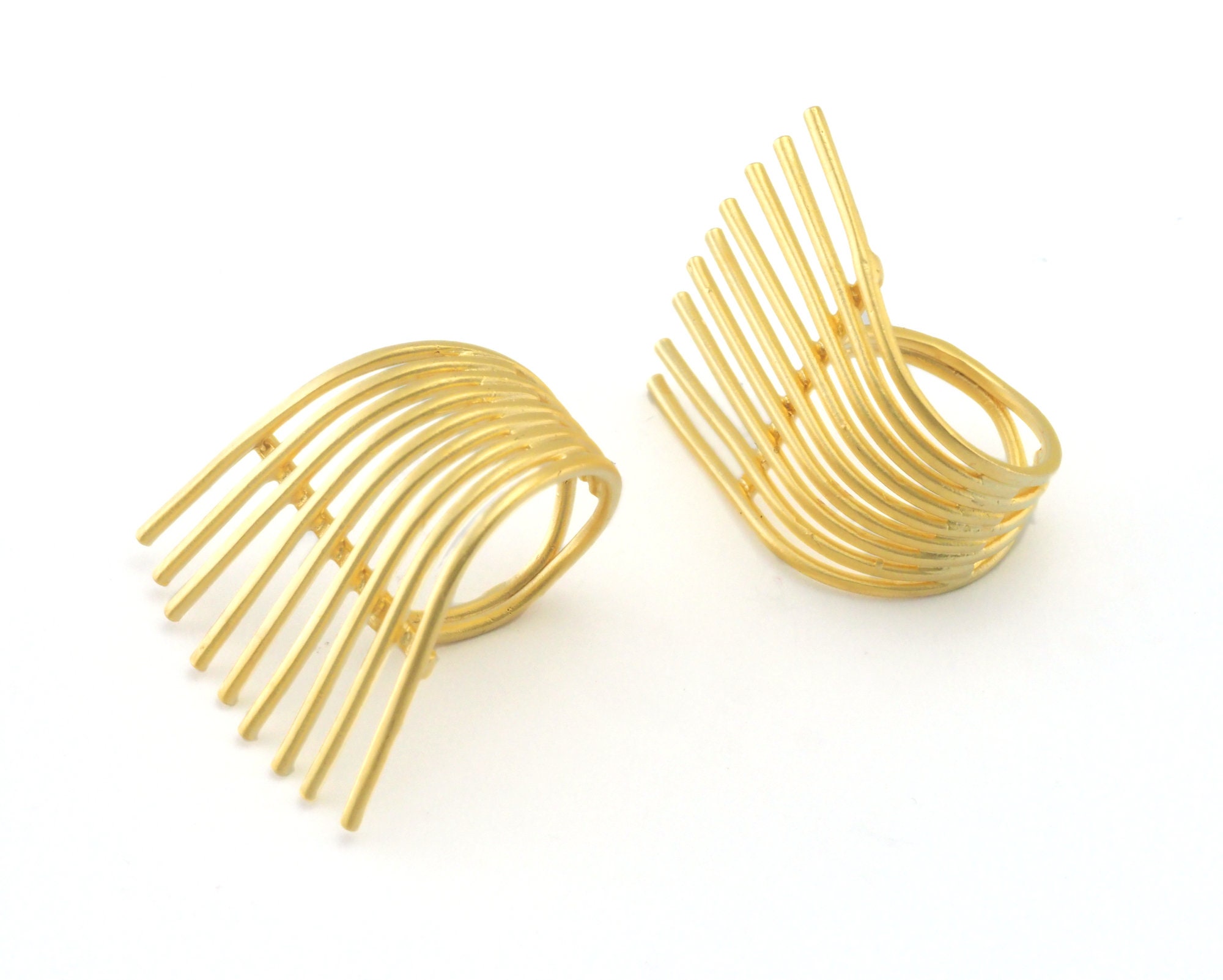Statement Ring Adjustable Comb Ring Matte Gold Plated Brass - Etsy UK