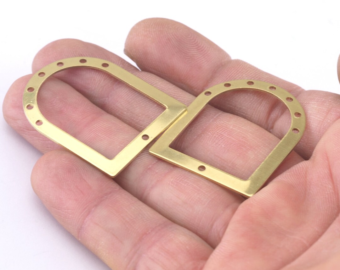 Semi Circle Rectangle (optional) Connector Charms Brass 35x28mm 0.8mm ...