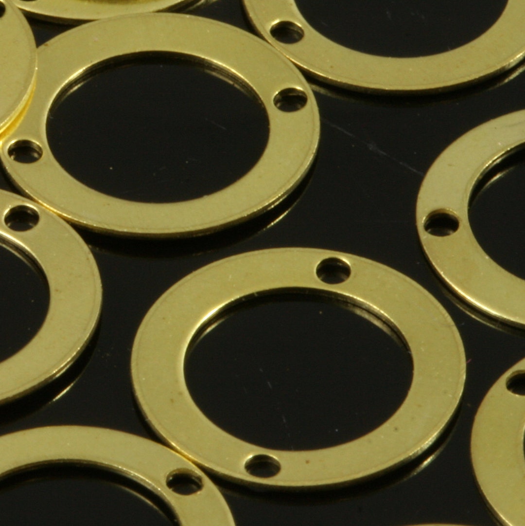 150 Pcs Raw Brass 13mm Circle 2 Hole Connector Charms, Findings 293R-39 ...