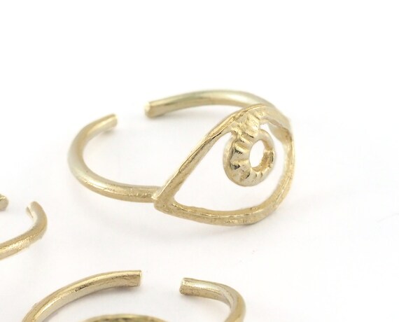 Minimalist Eye Adjustable Ring Raw Brass 15mm 4.5US Inner - Etsy