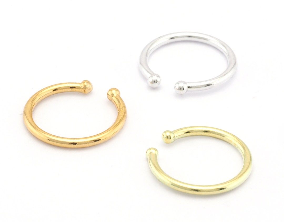 Brass Septum Ring, Shiny Gold Silver Nose Ring, 15mm Charms 466 - Etsy