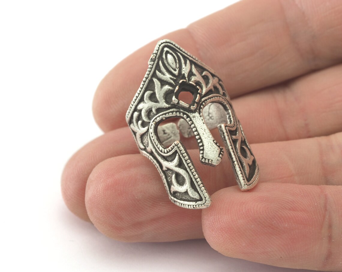 Ring Helmet Adjustable Ring Setting Antique Silver Plated - Etsy