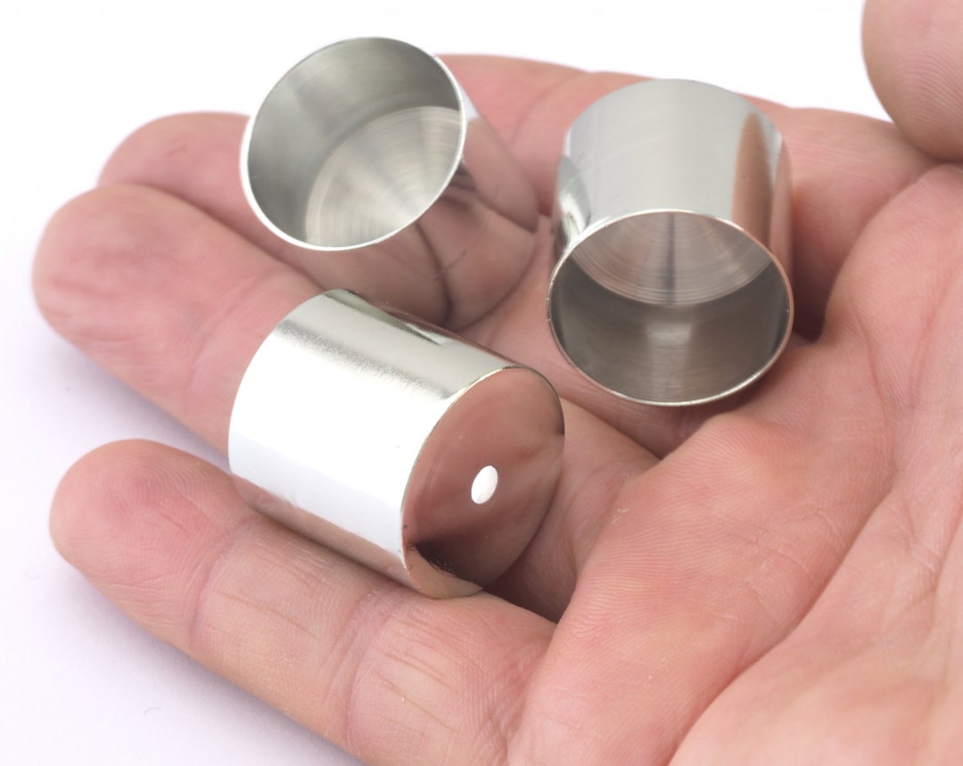 Big End Caps 20x21mm (20mm Inner 4mm Top Hole) Silver Tone (nickel Free ...