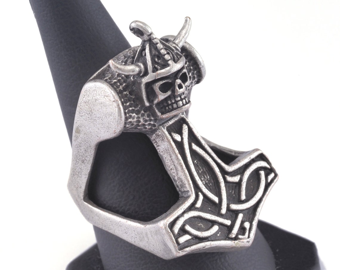 Viking Skull Adjustable Ring Antique Silver Plated Brass 1 Pc. - Etsy