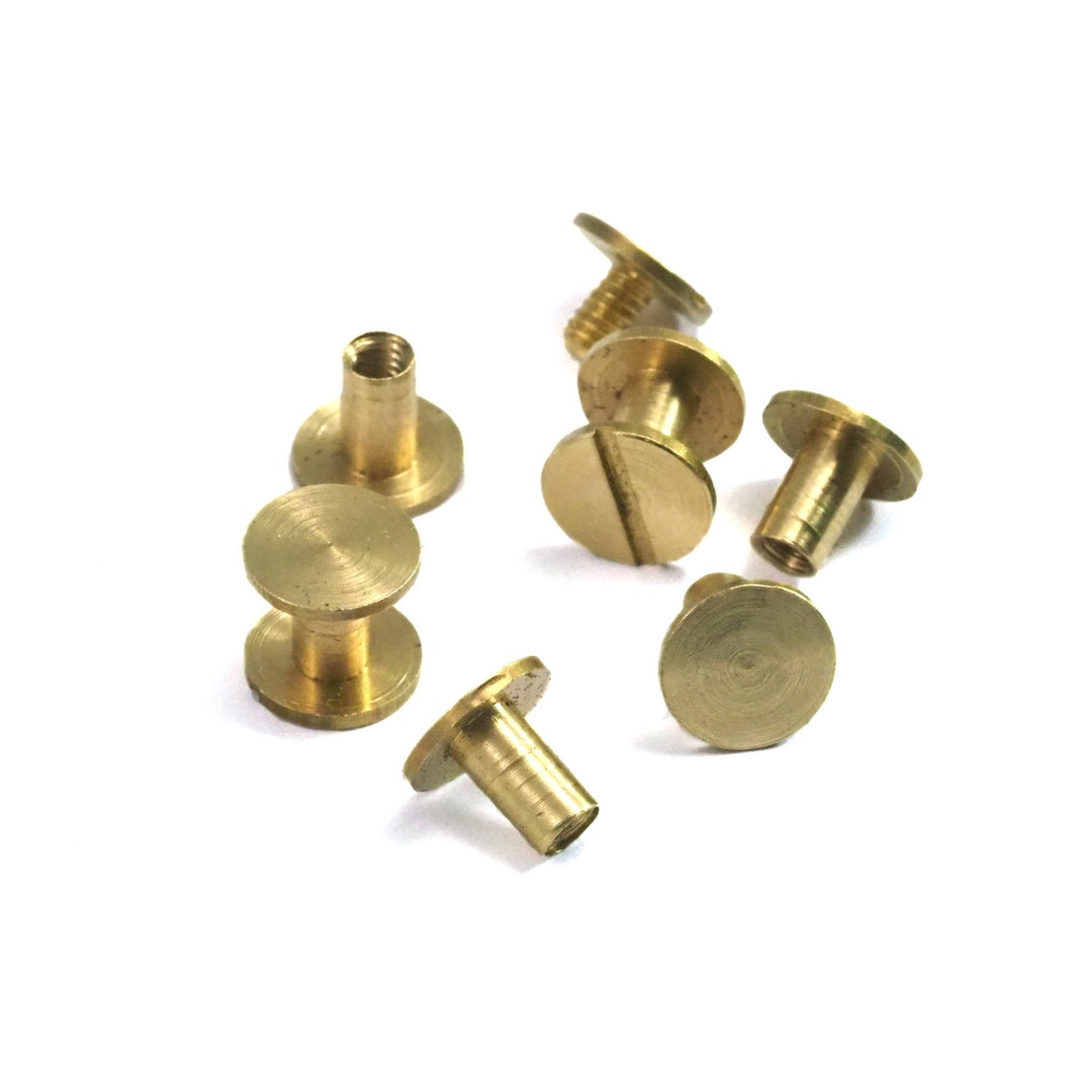 Chicago Screw / Concho Screw, 9x9mm Raw Brass Studs, Screw Rivets, 1/8 ...