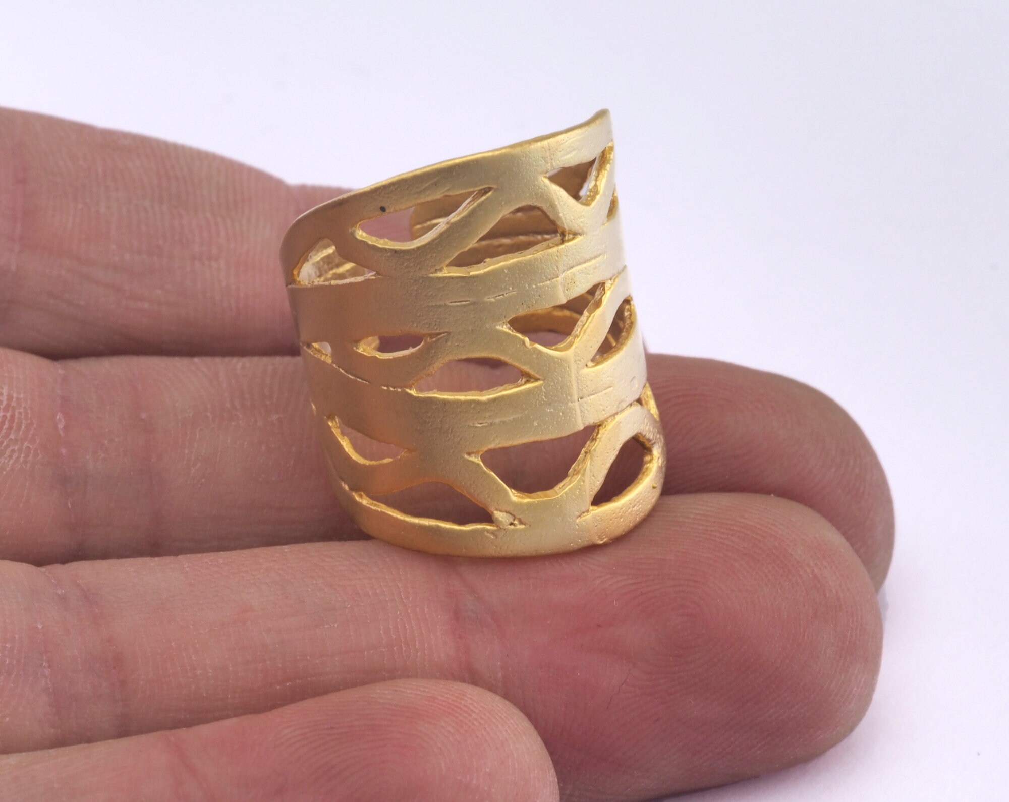 Adjustable Ring Matte Gold Plated Brass 18mm 8US Inner Size - Etsy