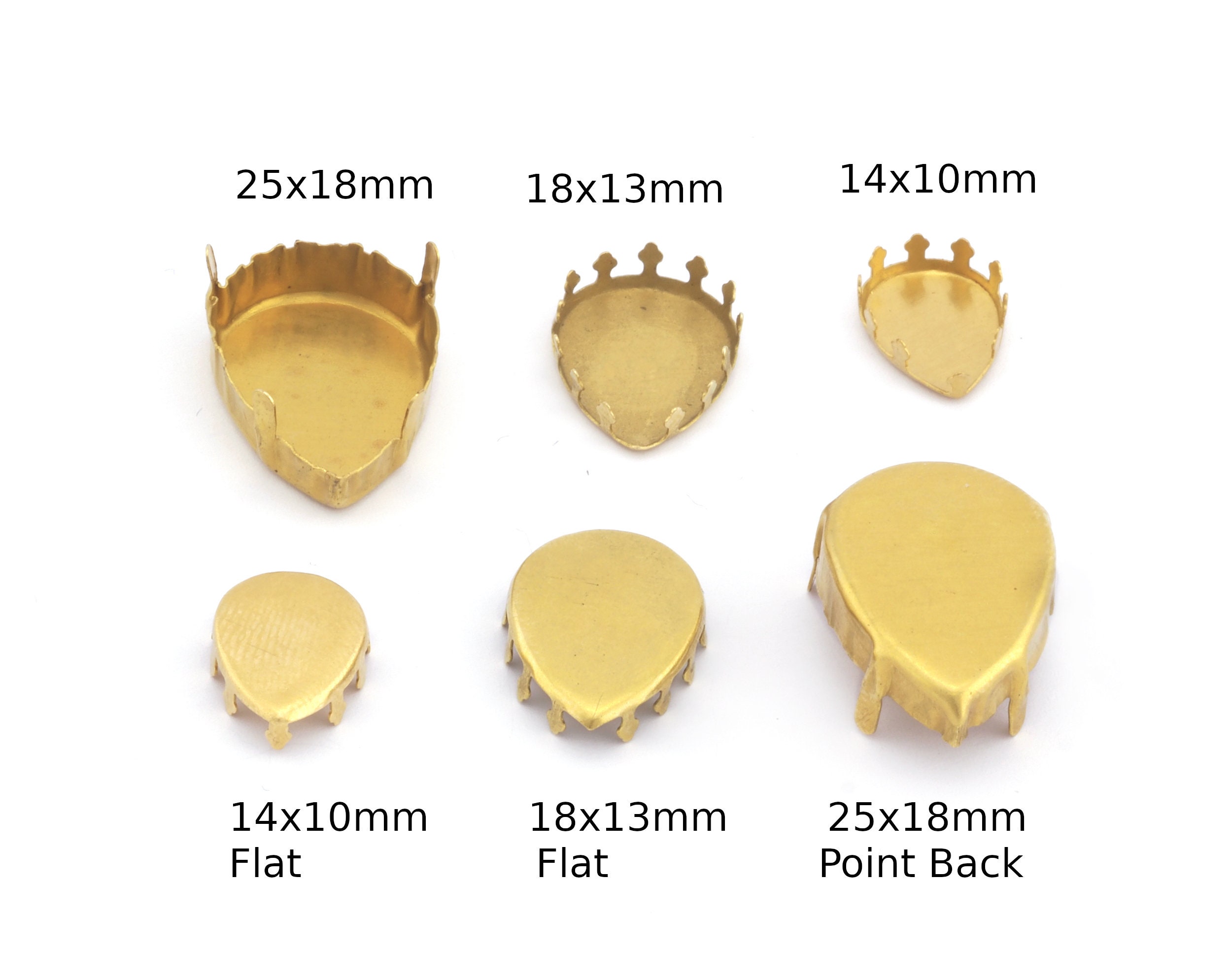 Pear Shape Setting Blank Bezel Raw Brass 25x18 18x13 14x10mm - Etsy