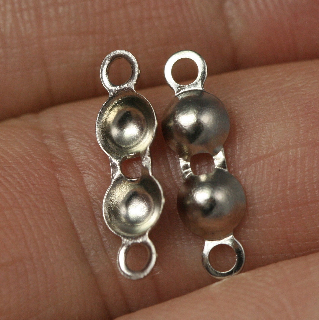 5x17mm Brass Ball Crimp Bead Tips- Clam Shell Knots Cover Terminators ...