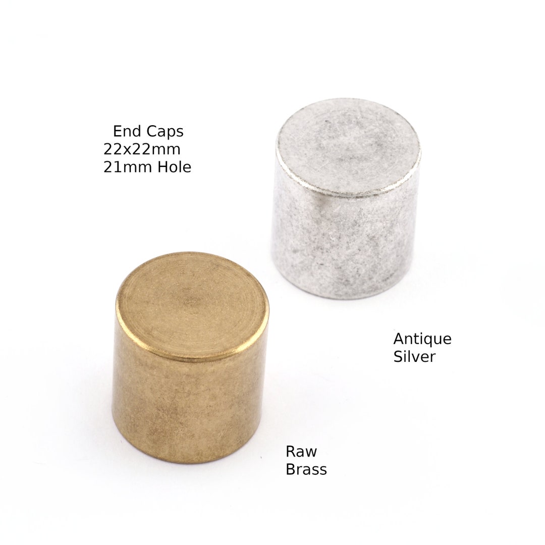 Big End Caps 22x22mm (21mm Inner) Raw Brass, Antique Silver Plated End ...