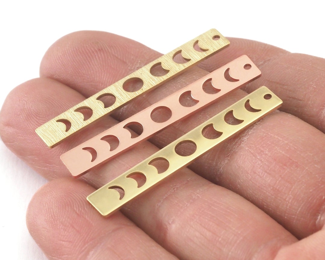 Rectangle Half Moon Star states of the Moon Holes 6x40mm Copper Raw ...