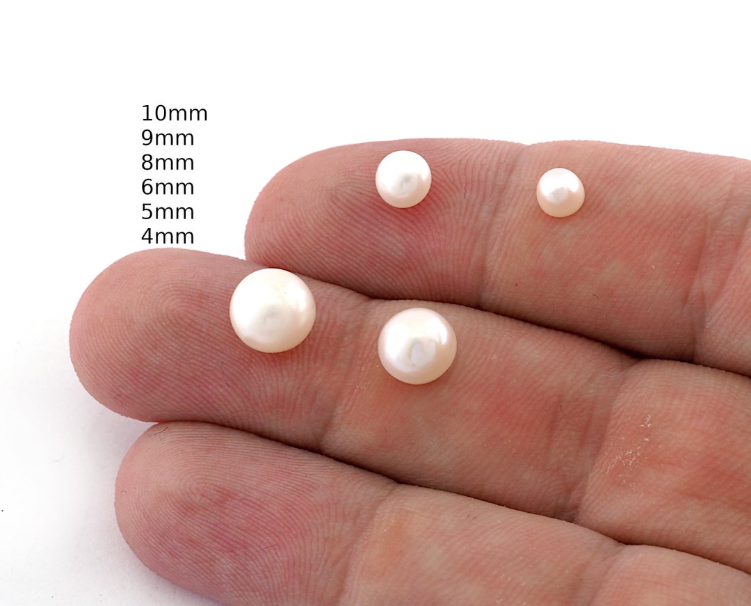 Round Pearls Flat Back Haf Drilled, 4mm 5mm 6mm 8mm 9mm 10mm Cabochon ...