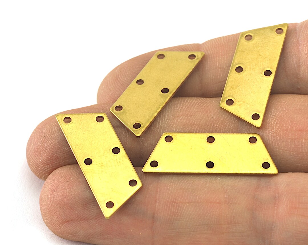 Trapezoid Rectangle 6 Hole Raw Brass 28x10mm Connector Charms ...