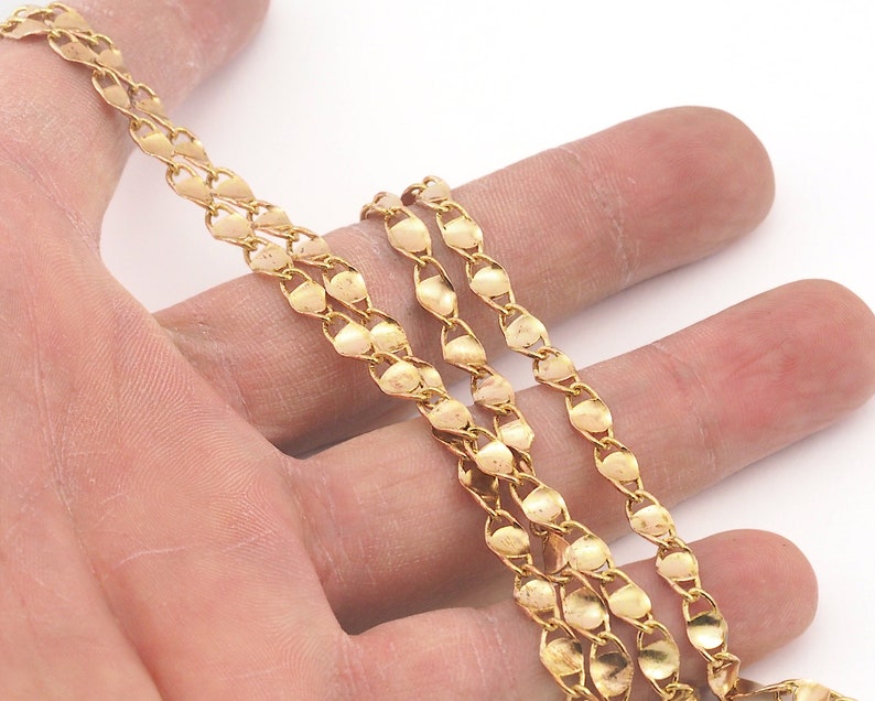 Eye Shape Chain Wavy Chain Disc Chain Soldered Chain Raw Brass | Etsy